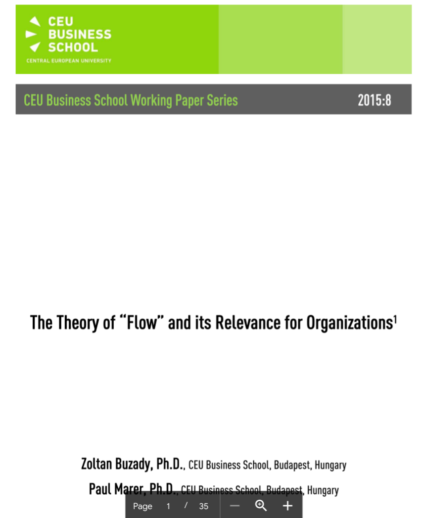 The Theory of "Flow' and Its Relevance for Organizations - Leadership ...